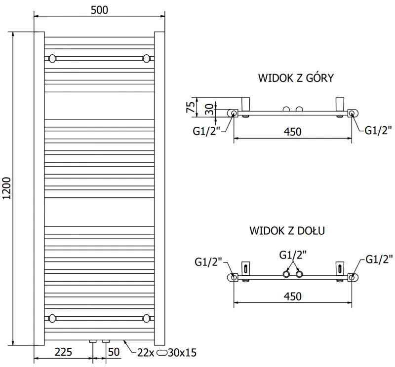 Mexen Hades, elektrické topné těleso 1200 x 500 mm, 600 W, černá, W104-1200-500-2600-70