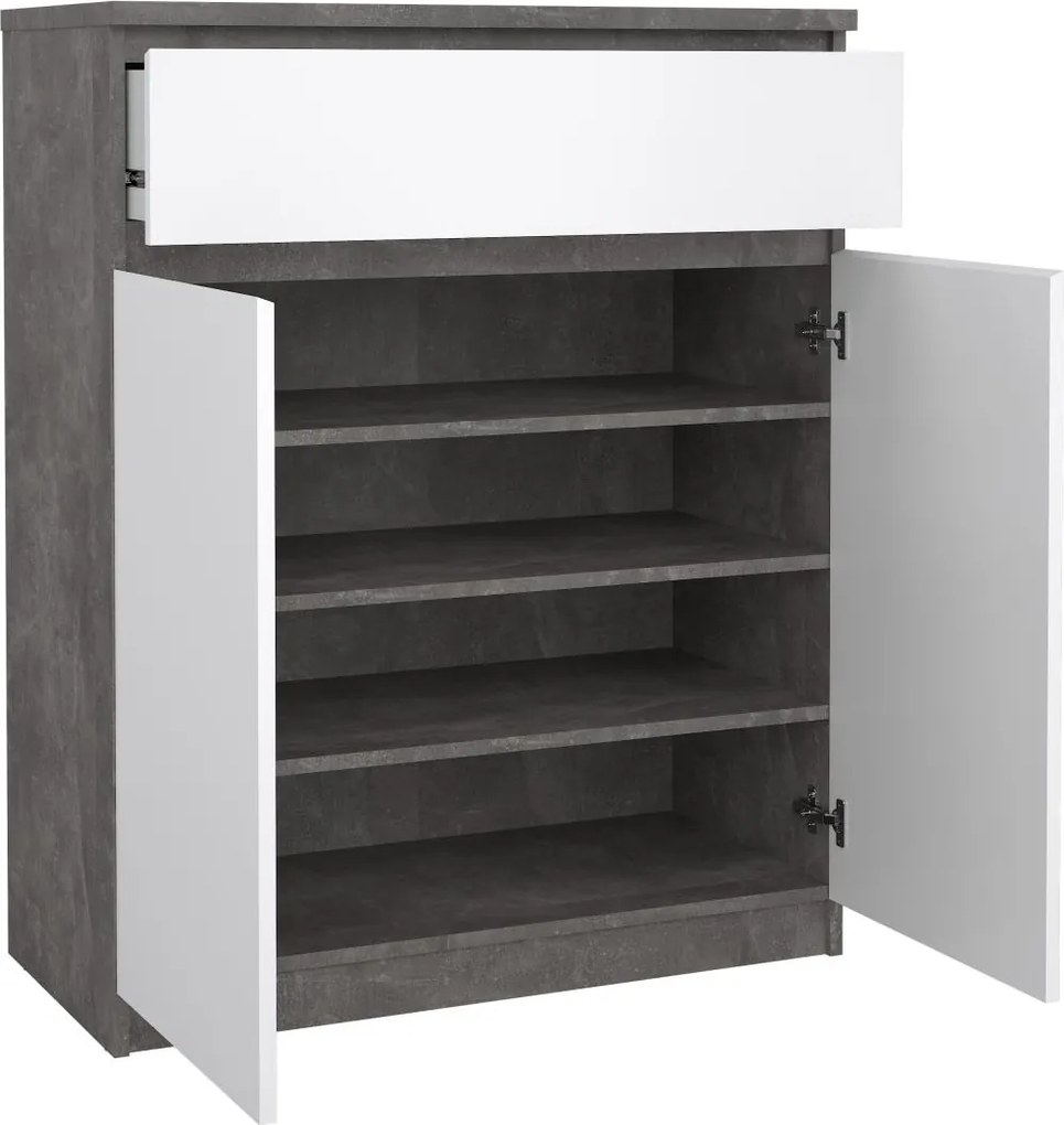 FALCO Komoda Simplicity 234 beton/bílý lesk