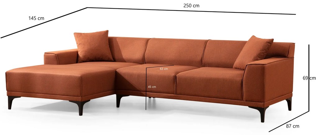 Hanah Home Rohová pohovka PETRA oranžová levá 560ARE1601