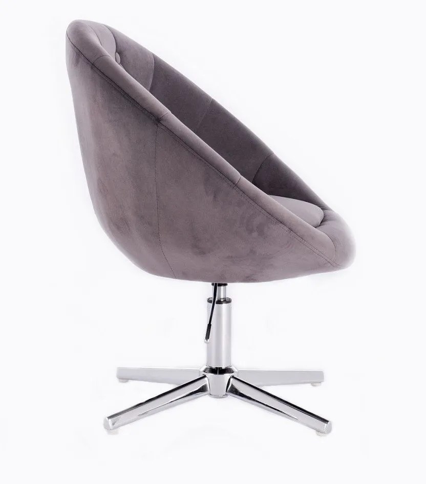 LuxuryForm DESIGN Otočné křeslo VERA VELUR na stříbrném kříži - tmavě šedé