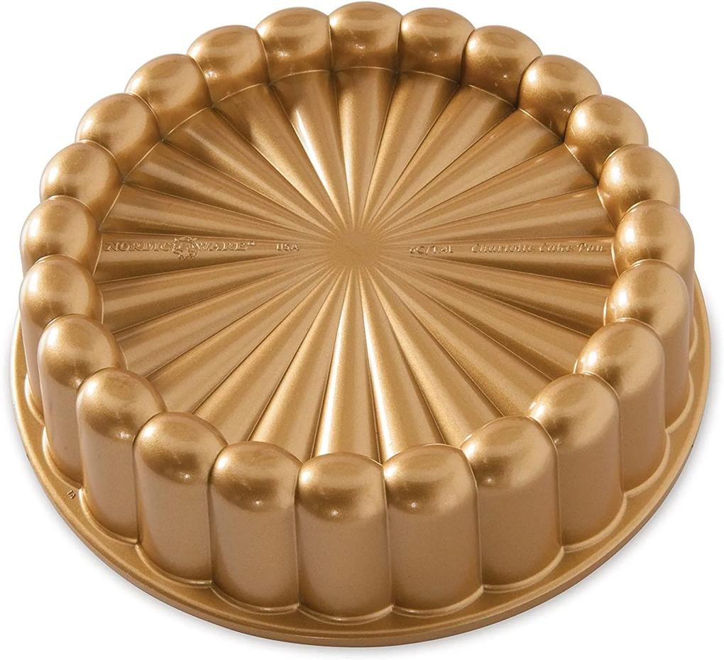 Nordic Ware Hliníková forma na dort Charlotte Gold, zlatá barva, kov