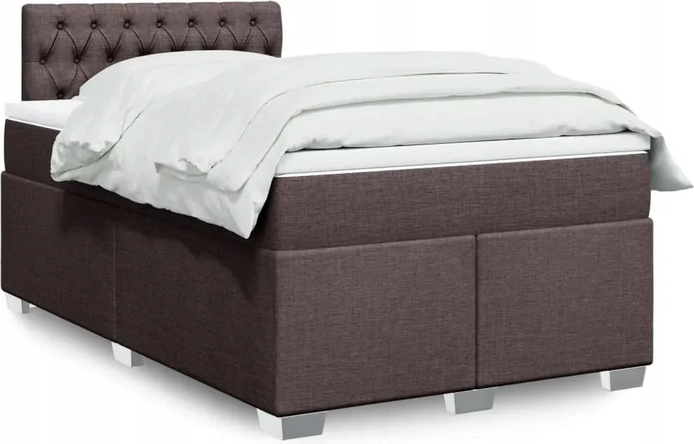 Box Spring Postel S Matrací Textil Tmavě Hnědá Prošívaný design 120 x 190