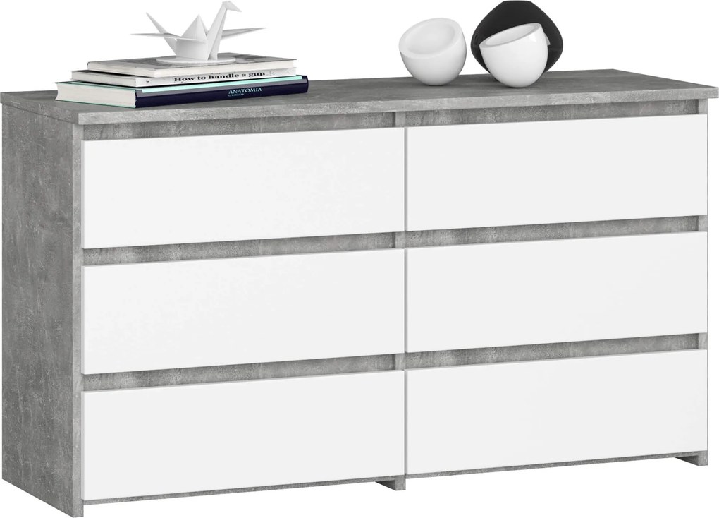 Komoda CL100 6SZ beton/bílá