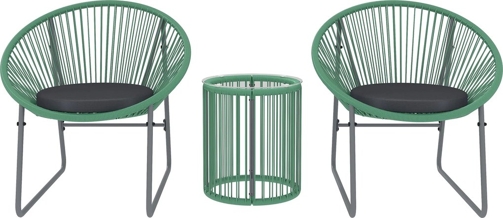 Outsunny Sada Zahradního Nábytku z Poly Rattanu, Zahradní Nábytek na Balkon pro 2 Osoby, 3-dílná Bistro Sada se 2 Židlemi, Bočním Stolkem, Polstry na