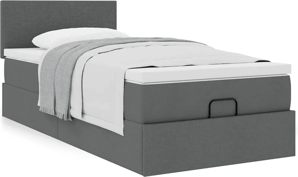 Osmanský rám postele s matrací tmavě šedá 90x190cm textil 3311339