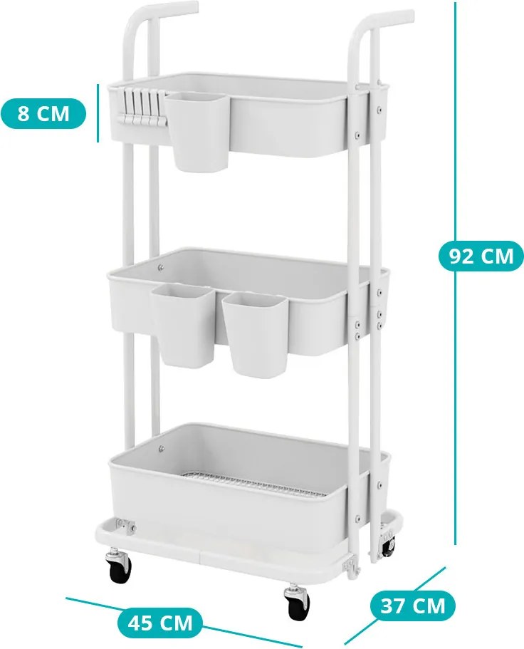 3-podlažní skládací servírovací vozík