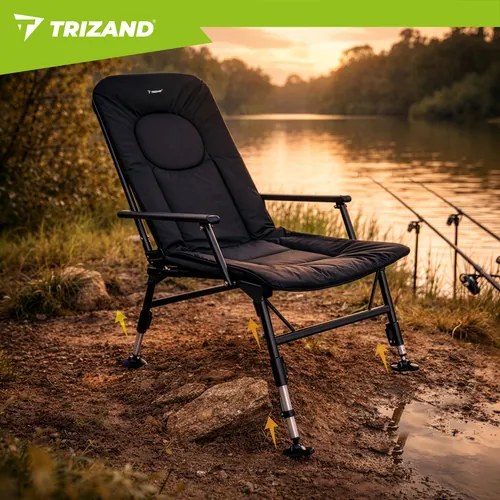 Skládací rybářská židle Trizand s nastavitelným opěradlem a nohama