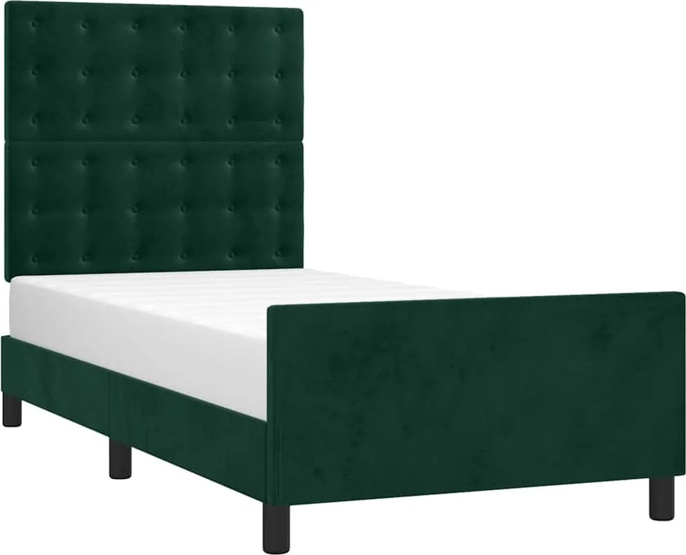 Rám postele bez matrace tmavě zelená 100 x 200 cm samet 3125986