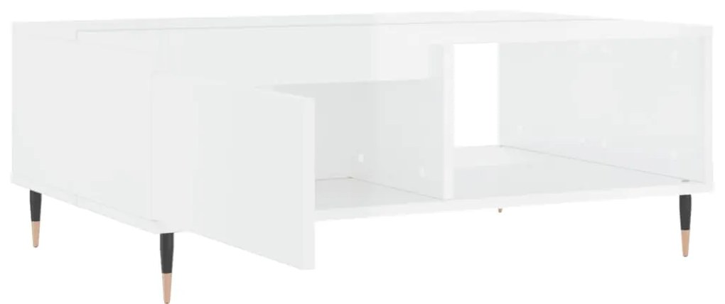 Konferenční stolek lesklý bílý 90 x 60 x 35 cm kompozitní dřevo - Default Title