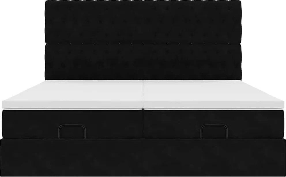 Osmanský rám postele s matracíes černá 160x200cm samet 3313786