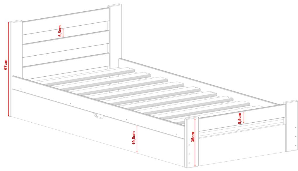 Dětská postel 80 cm Nia (s roštem a úl. prostorem) (bílá). 1012817