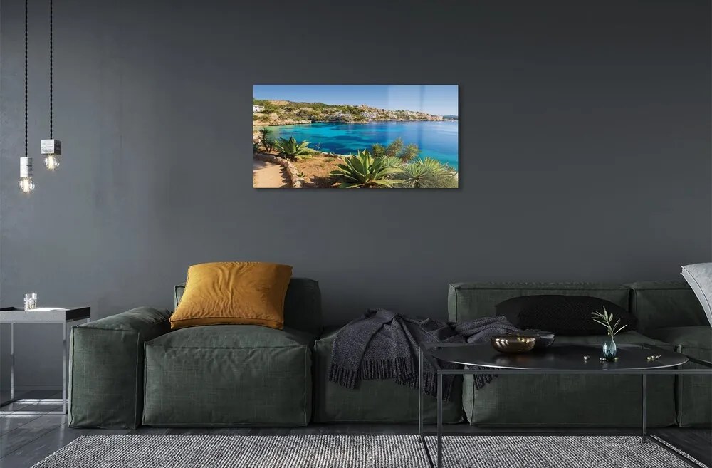 Obraz na skle Španělsko pobřeží moře město 125x50 cm