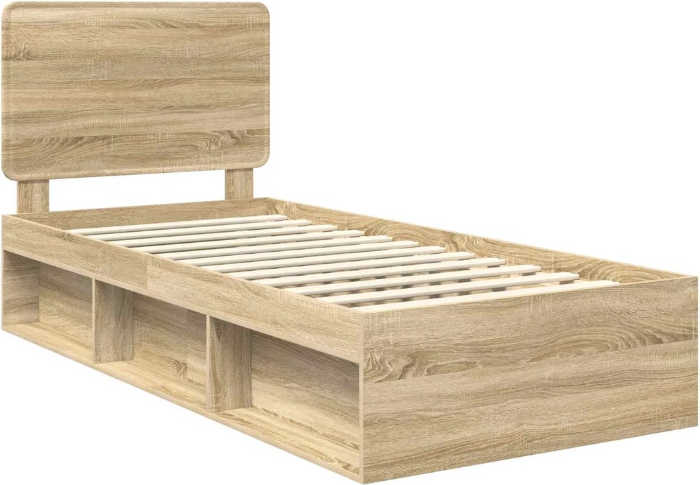 Rám postele s čelo Sonoma dub 75 x 190 cm Masivní borové dřevo 3412553