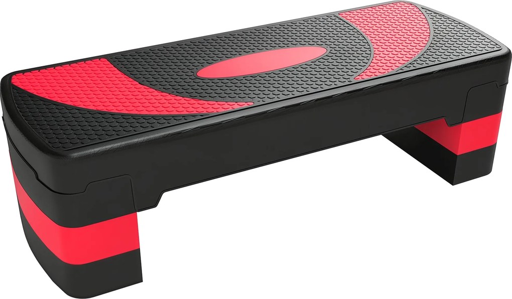 HOMCOM Aerobní stepper, výškově nastavitelné, pro vnitřní i venkovní použití, nosnost až 150 kg, 80 x 31 x 10-20 cm, Červený