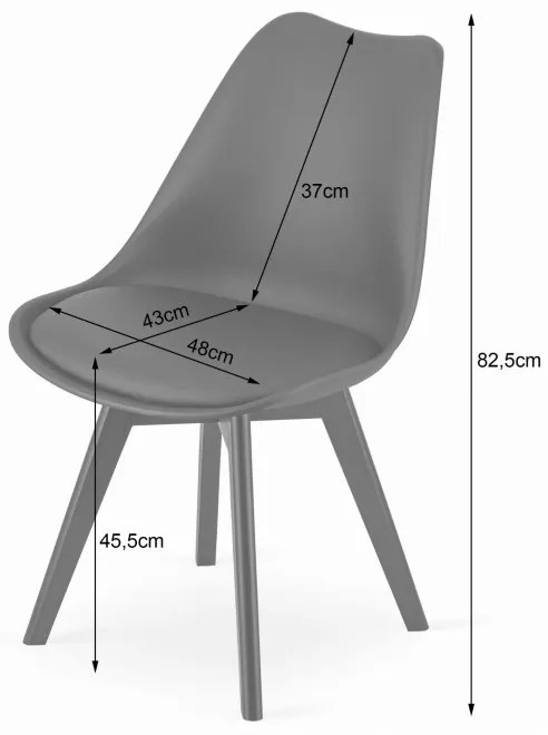 Set dvou jídelních židlí MARK - šedé (černé nohy) 2ks