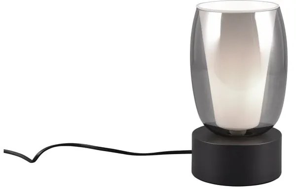 Stolní lampa se skleněným stínidlem v černo-stříbrné barvě (výška 24 cm) Barret – Trio Select