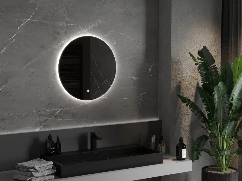 Mexen Erg, kulaté LED podsvícené koupelnové zrcadlo 60 cm, 6000K, topná podložka proti zamlžování, 9823-060-060-611-00