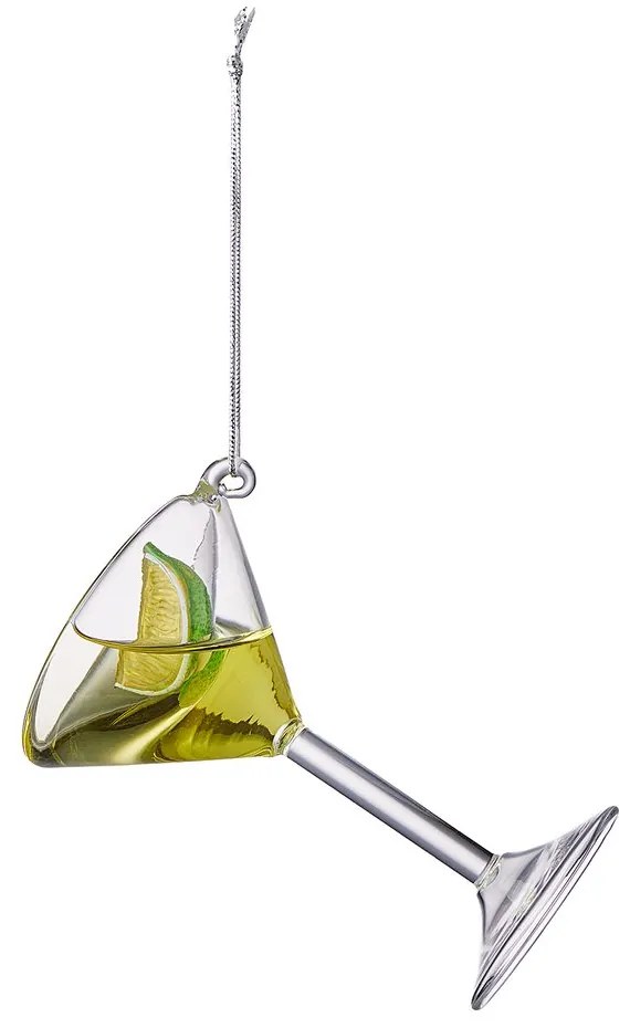HANG ON Skleněná ozdoba sklenice martini