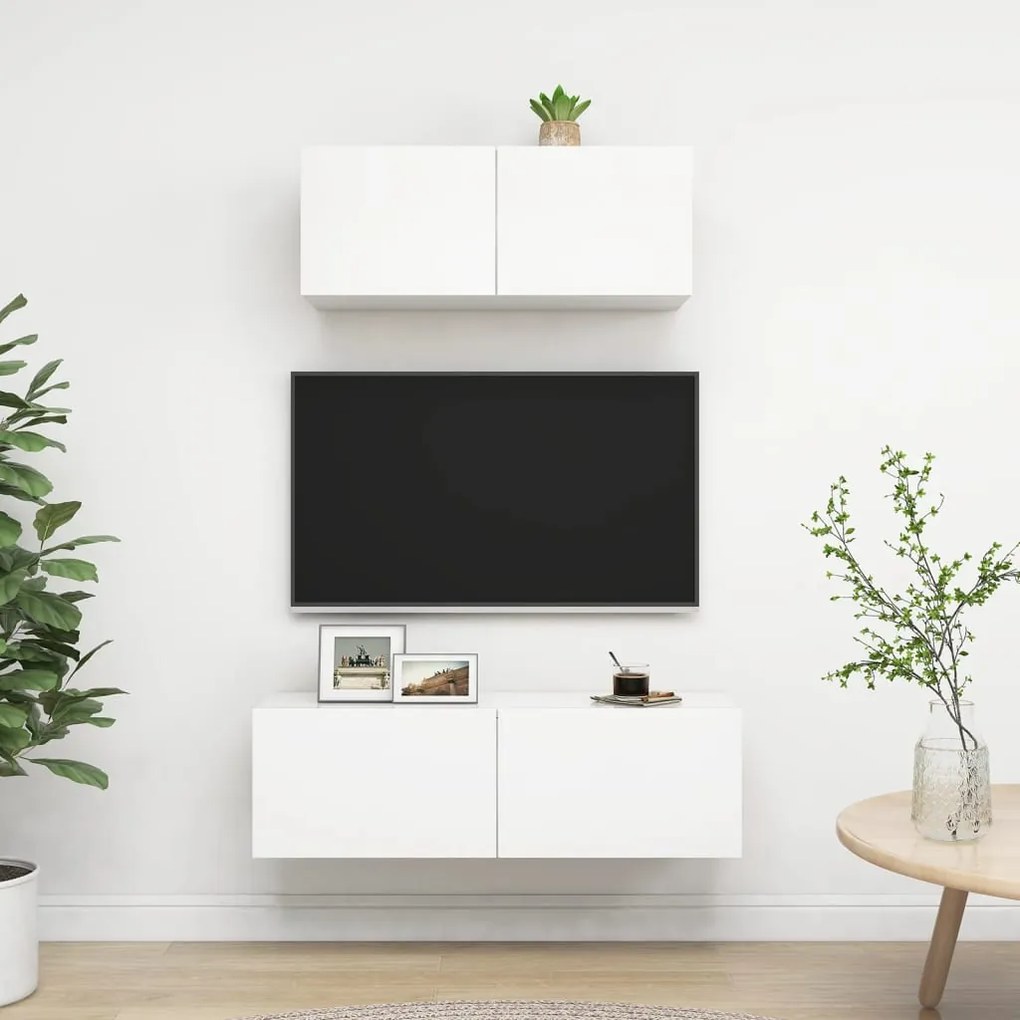 2dílný set TV skříněk bílý kompozitní dřevo 3078702