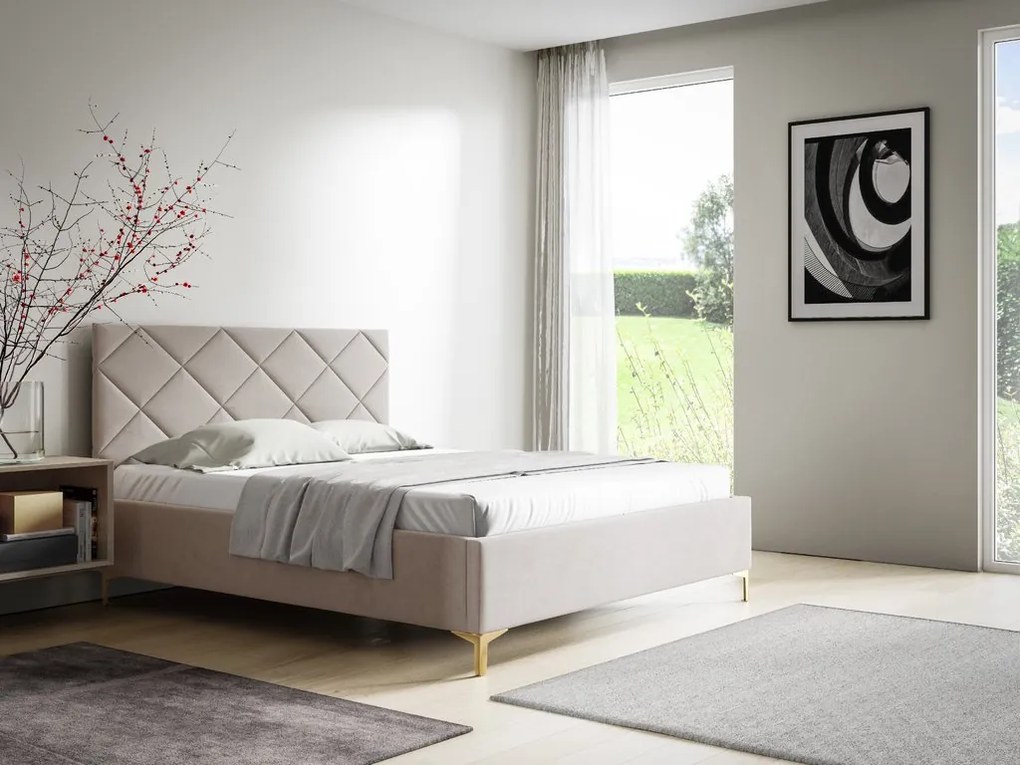 Eka Čalouněná postel DIAMOND+ 160x200 cm Barva látky Trinity: Šedá (Trinity 2314), Úložný prostor: Bez úložného prostoru