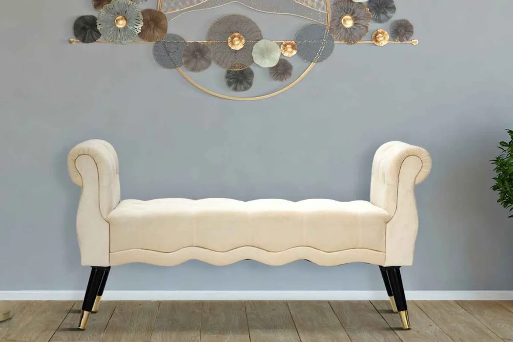 Designová lavice Dandelion 120 cm krémová