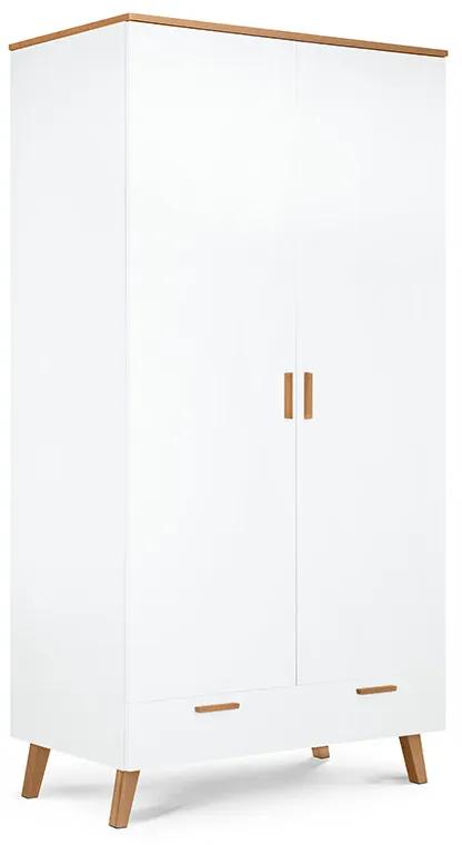 KONSIMO Skříň se zásuvkou FRISK bílá 100 x 195 x 58 cm
