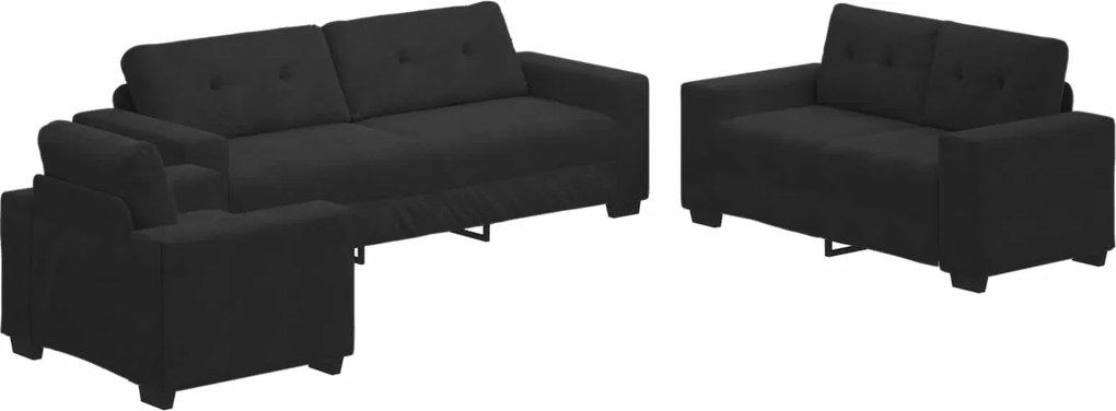 Set pohovek 3 ks Černá samet 3324644