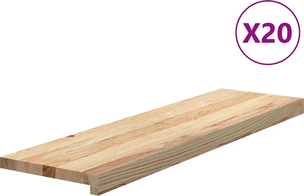 Nášlapy na schody 20 ks neošetřené 90x25x2 cm masivní dub 3282943