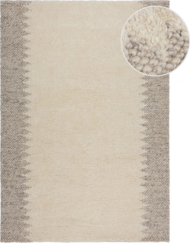 Ručne tkaný kusový koberec Minerals Border Natural, 160x230, béžová, chodba / predsieň, Flair Rugs