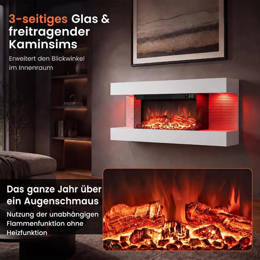 Costway Třístranný elektrický krb 81 cm s LED, bílý