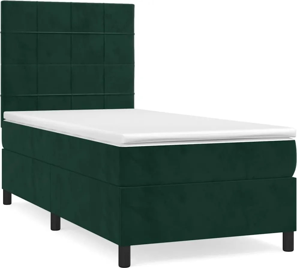 Box spring postel s matrací tmavě zelená 80 x 200 cm samet 3142992