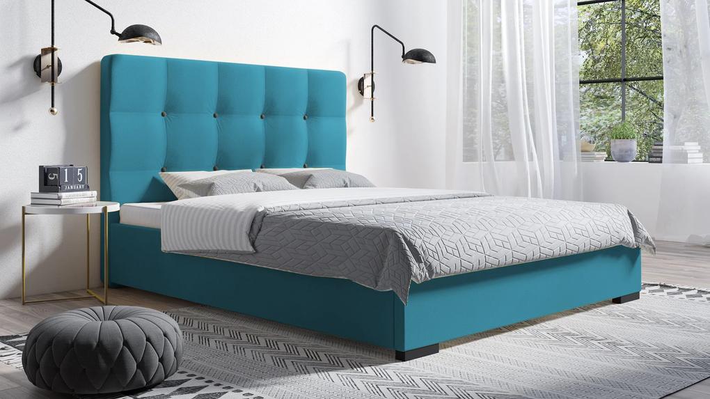 Eka Čalouněná postel Kanary 180x200 cm Barva látky Trinity: (2331) Tmavá modrá, Úložný prostor: S dřevěným rámem úložného prostoru
