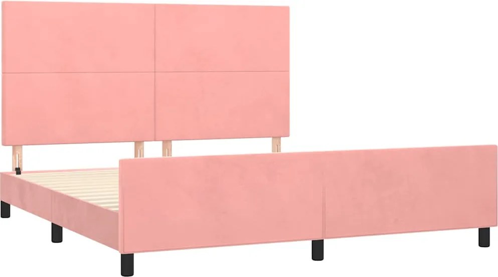 Rám postele s čelem růžový 180x200 cm samet 3125652