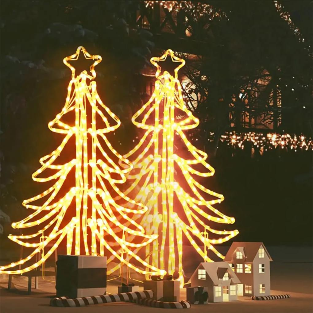 vidaXL Vánoční stromky 2 ks s teplými bílými LED 87 x 87 x 93 cm
