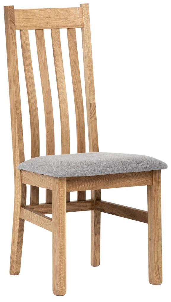 Dřevěná jídelní židle, potah stříbrná látka, masiv dub, přírodní odstín - C-2100 SIL2