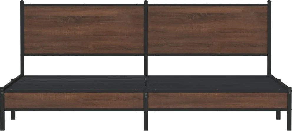 Kovový rám postele bez matrace hnědý dub 193 x 203 cm 3301407