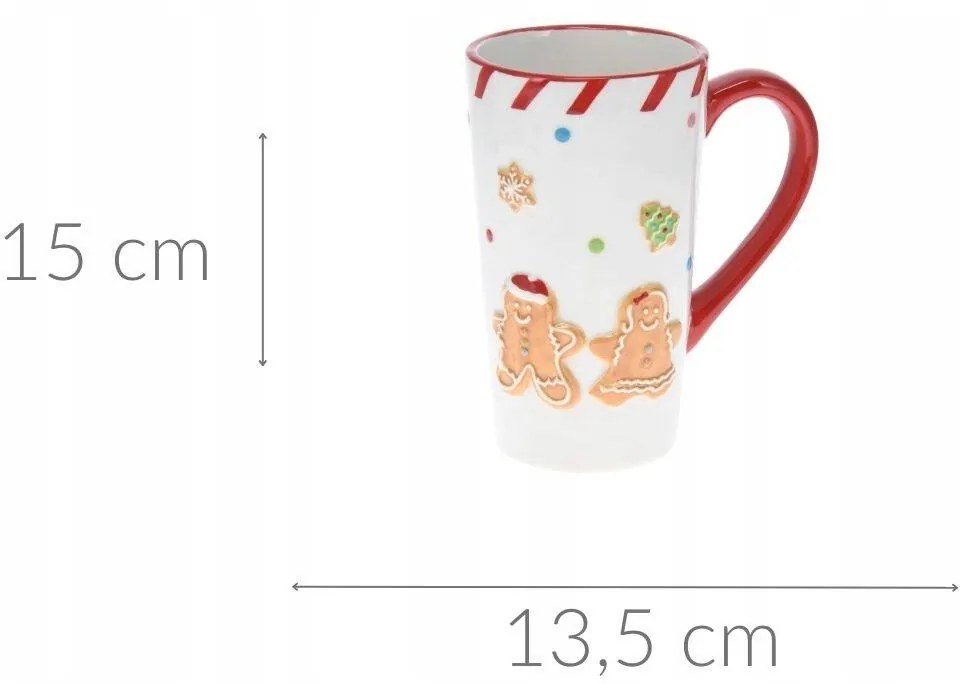 Keramický hrnek Lissa 15 cm bílý/červený