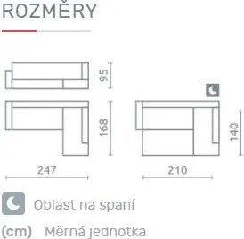 Rohová sedací souprava ISLAND, levá, modrá (element 14)