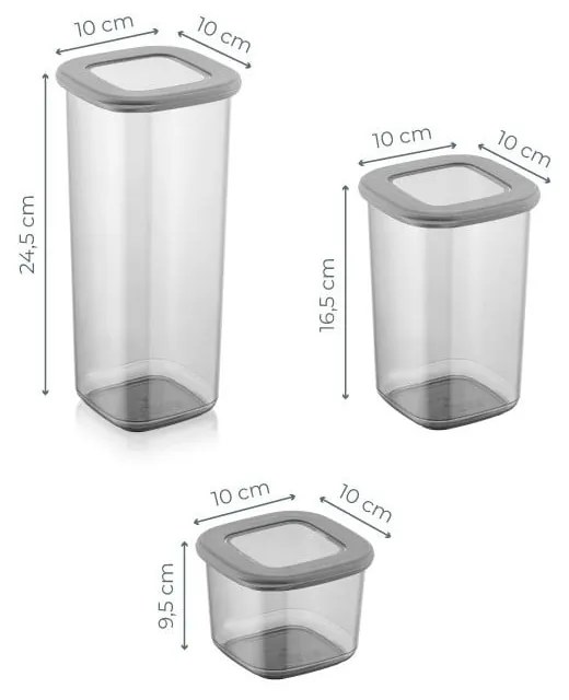 Plastové dózy v sadě 9 ks na potraviny Fresco – Hermia