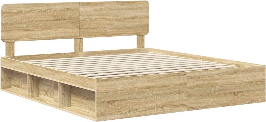 Rám postele s čelo Sonoma 200 x 200 cm Masivní borové dřevo 3412035
