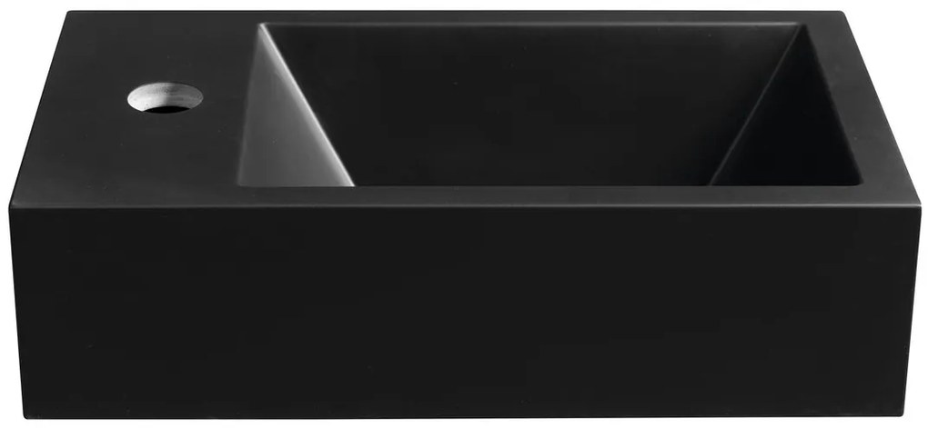 Sapho Sapho, AMAROK litý mramor umyvadlo 40x22cm, černá matná, baterie vlevo, AR400B
