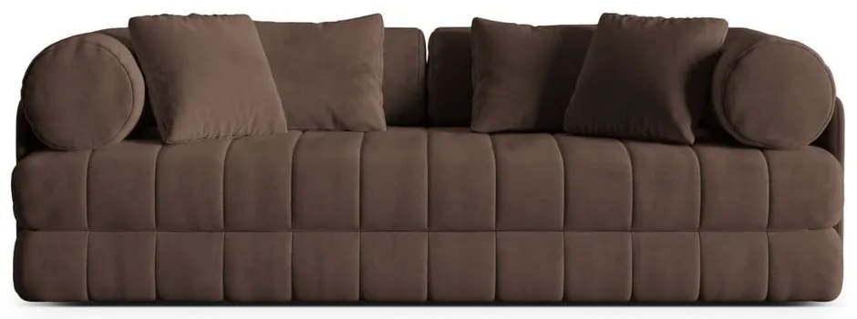 Hnědá sametová rozkládací pohovka 206 cm Kemi – Cosmopolitan Design