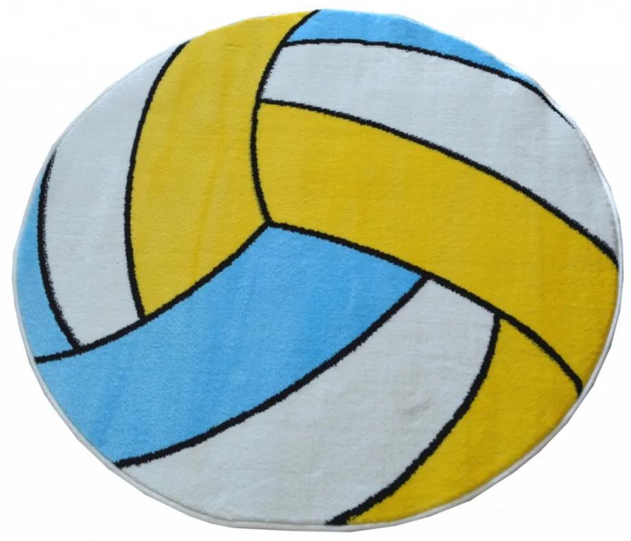 Dětský kusový koberec Volejbal bílý kruh, Velikosti 100x100cm