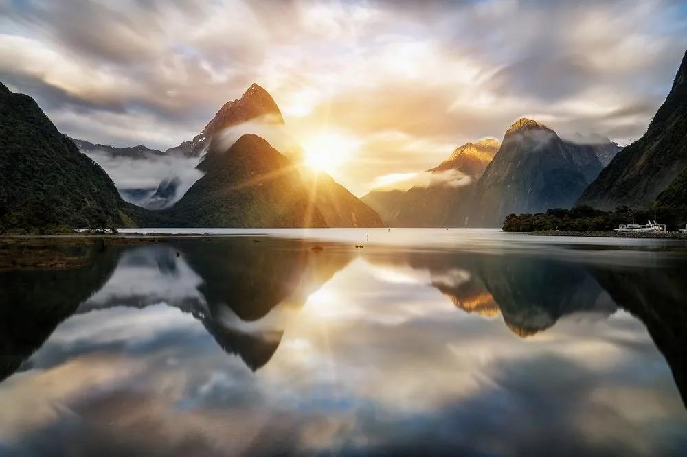 Fototapeta východ slunce na Novém Zélandu - 225x150 cm