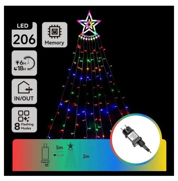 Aigostar - LED RGBY Venkovní vánoční dekorace 206xLED/6W/230V 2m IP44