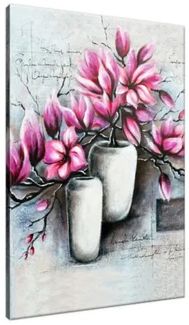 Ručně malovaný obraz Růžové magnolie ve váze 70x100cm RM3906A_1AB