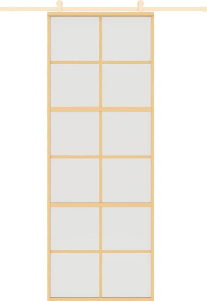 vidaXL Posuvné dveře 76 x 205 cm čiré ESG sklo a hliník [155169] Barva: Zlatá a matná