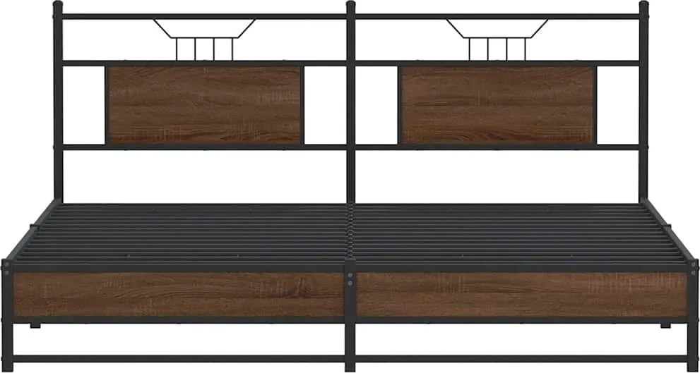 Kovový rám postele bez matrace hnědý dub 183 x 213 cm 3325132