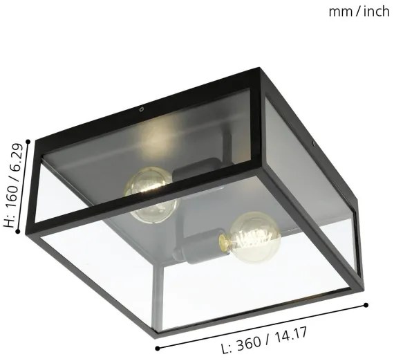 Eglo 49392 - Stropní svítidlo CHARTERHOUSE 2xE27/60W/230V