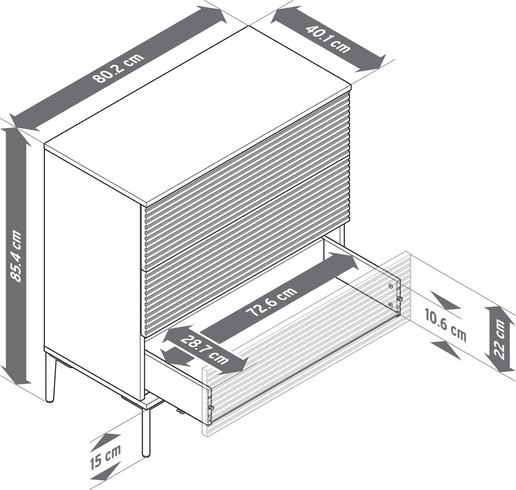 Tchibo - Komoda »Reet« v lamelovém vzhledu - barva: hnědá